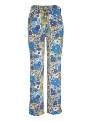 MOTHER Floral-print Straight Leg Jeans - Blue