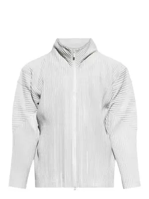 Issey Miyake Pleated Zip-up Jacket - Grey