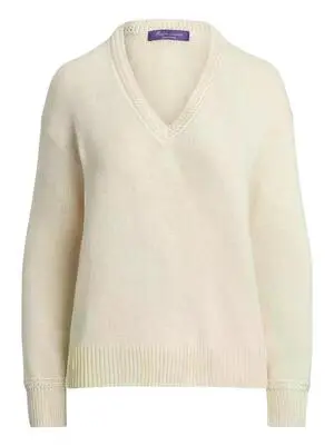 Ralph Lauren V-neck Knitted Jumper - White