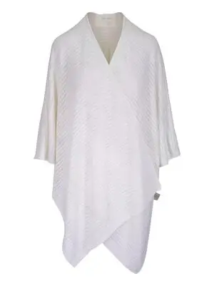 Kinross Cashmere Linen Poncho - White