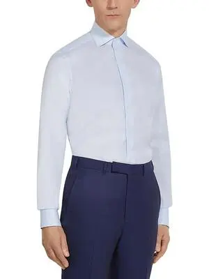 Zegna Centoventimila Button Front Shirt - Light Blue/white