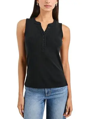 Rails Mayla Sleeveless Henley Top - Black