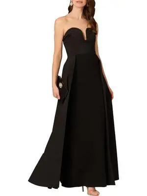 Adrianna Papell Strapless Crepe Ballgown - Black