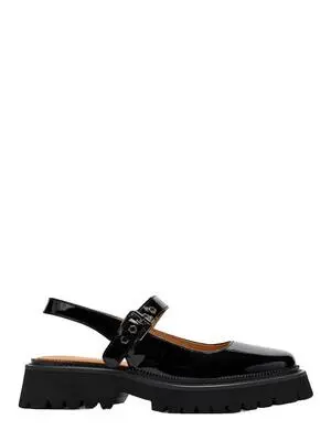 MARC NOLAN Luna Leather Mary Jane Lug Slingbacks Black