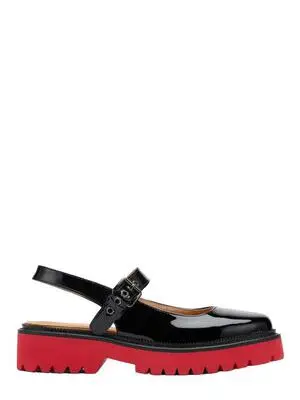 MARC NOLAN Luna Leather Mary Jane Lug Slingbacks - Black/red