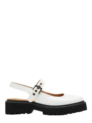 MARC NOLAN Luna Leather Mary Jane Lug Slingbacks White
