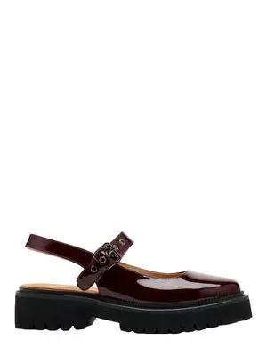 MARC NOLAN Luna Leather Mary Jane Lug Slingbacks - Wine