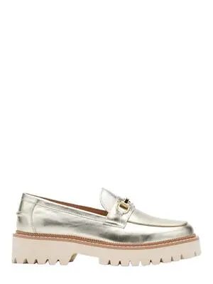 MARC NOLAN Leather Bit Loafers - Champagne Silver