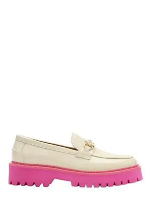 MARC NOLAN Leather Bit Loafers - Cream/pink Patent