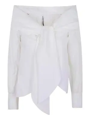 Liviana Conti Knot-detail Off-shoulder Shirt - White
