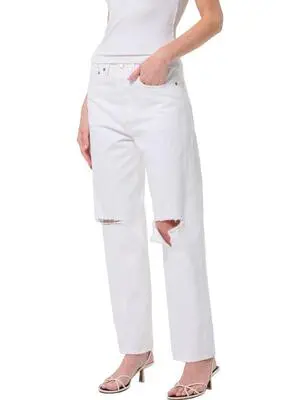 AGOLDE 90s Ripped Mid-rise Relaxed Straight Leg Jeans - Cloudburst
