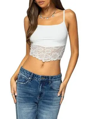 EDIKTED Lace Edge Camisole - White