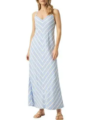 Splendid Gisele Linen-blend Midi Sundress - Steel Blue/ White