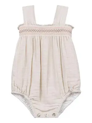 ELY'S & CO. Loom Stitch Mocked Linen Romper - Natural