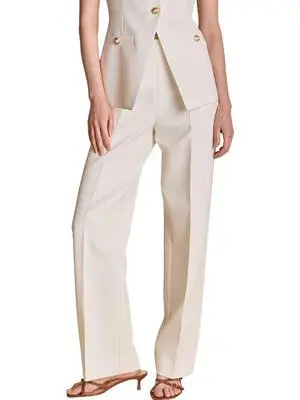 Endless Rose High-waist Straight Leg Pants - Ivory