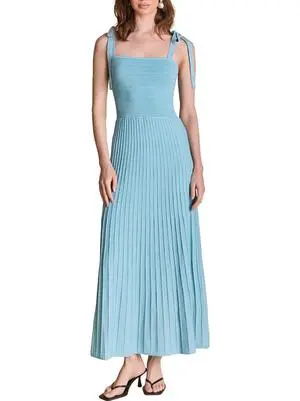 Endless Rose Tie Strap Metallic Maxi Sweater Dress Blue