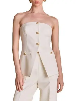 Endless Rose Strapless Top With Button Detail - Ivory