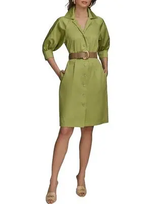 Donna Karan New York Belted Cotton Shirtdress - Kiwi