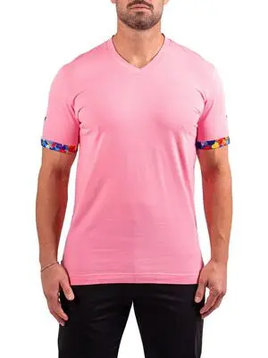 MACEOO Vivaldi Light V-neck Cotton T-shirt - Pink