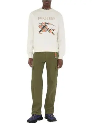 Burberry Cross-Stitch EKD Cotton Sweatshirt Chalk White