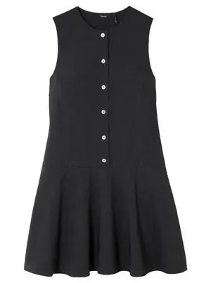 Theory Linen-blend Mini Dress - Black