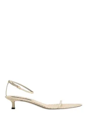 CHRISTEN Python Ankle-Strap Kitten Heel Sandals Grenache