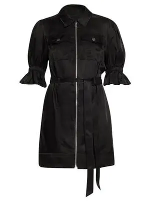 Cinq À Sept Holly Puff-sleeve Mini Shirtdress - Black