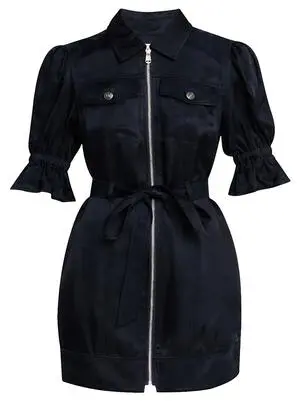 Cinq À Sept Holly Puff-sleeve Mini Shirtdress - Navy