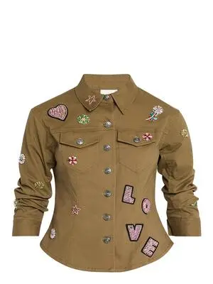 Cinq À Sept Canyon Ditsy Love Scrunched Jacket - Dark Olive/multi