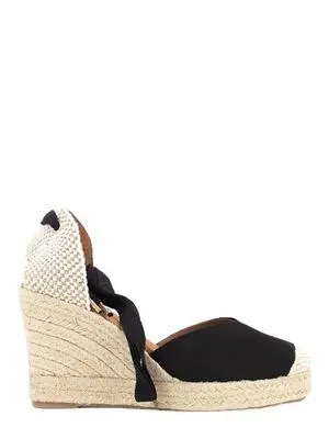 MENINA STEP Jimena High Lace Espadrille Wedges - Black
