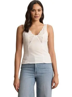 Velvet By Graham & Spencer Hannah Lace Tank Top - Neutral