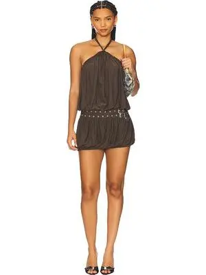 With Jéan With Jean Halterneck Tie Crepe Jersey Dress Brown