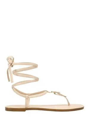STUART WEITZMAN Georgie Ankle-wrap Leather Flat Sandals - Barely Beige