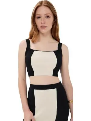 LE BOP Colorblocked Knit Tank - Black & White