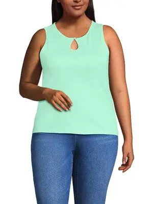 LANDS' END Keyhole Supima Tank - Frosted Mint