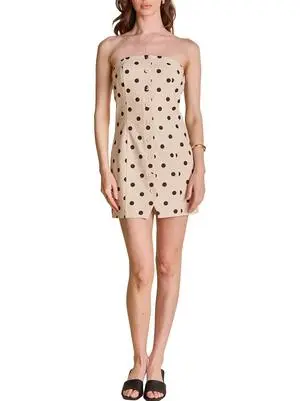 Endless Rose Polka Dot Mini Sundress - Sand/ Black