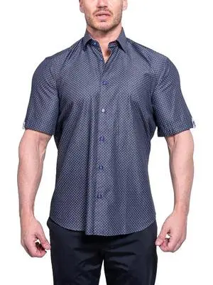 MACEOO Galileo Resistance0100 Short Sleeve Cotton Button-up Shirt - Black