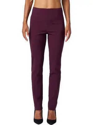 FRANNE GOLDE All Season Tapered Pull-on Stretch Trousers - Aubergine