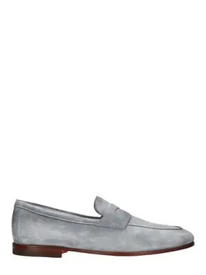 Santoni Suede Carlo Penny Loafers Blue