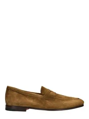 Santoni Suede Carlo Penny Loafers Green
