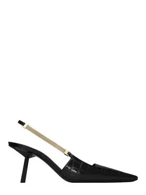 Saint Laurent Leather Aston Slingback Pumps - Black