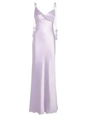 SELF-PORTRAIT Floral Satin Maxi Dress - Purple
