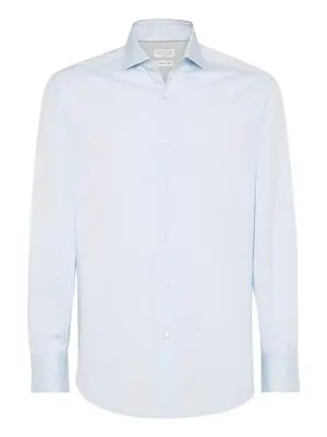 Brunello Cucinelli Cotton Twill Shirt - Blue
