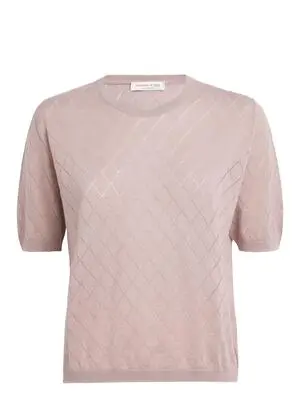 Johnstons Of Elgin Superfine Merino Argyle Sweater - Pink