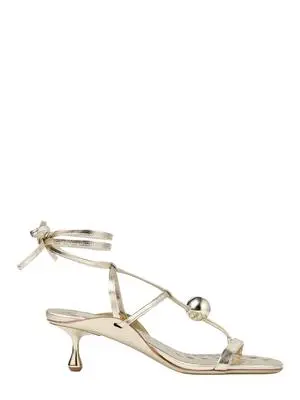 JIMMY CHOO Zyra 50 Leather Heeled Sandals - Gold