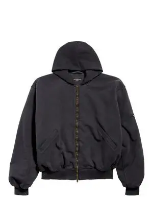 Balenciaga Cotton Hooded Bomber Jacket - Silver