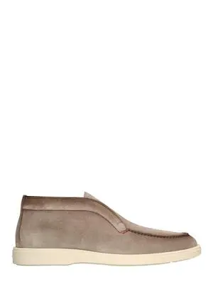 Santoni Suede Detroit High-Top Loafers Beige