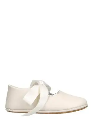 PAPOUELLI Leather Polly Crib Shoes - Ivory