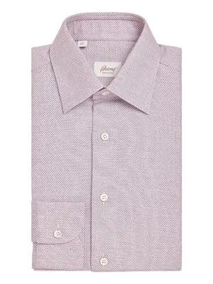 Brioni Cotton Micro-houndstooth Shirt - White