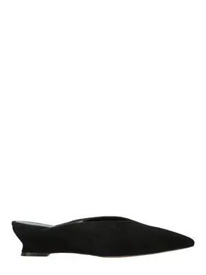 Le Monde Beryl Suede Micro Wedge Mules - Black